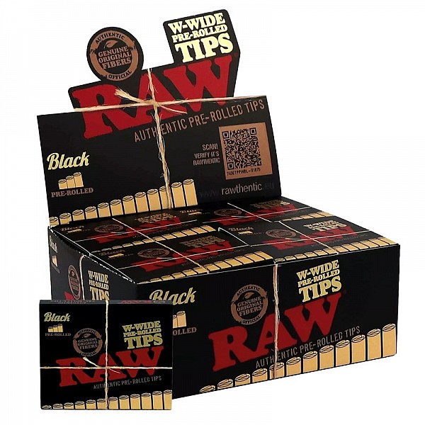 RAW Black Förrullade Wide Tips-filter (W-form) | Smoketower.com